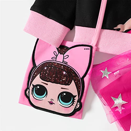 L.O.L. Surprise! Girl Birthday Skirt Set with Cute Bag, Long Sleeve Print Pullover Tee Mesh Tutu Skirts 3 Piece Outfit Set