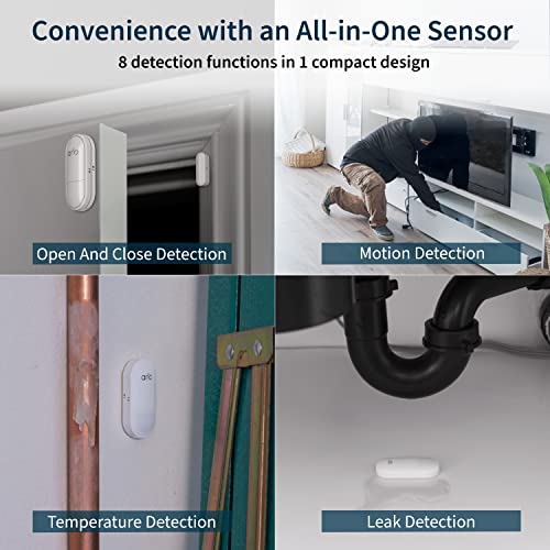 Arlo Home Security System - Wired Keypad Sensor Hub, (5) 8-in-1 Sensors, Yard Sign, 24/7 Professional Monitoring- No Contract Required, DIY Installation, Alarm System for Home Security - SS1501