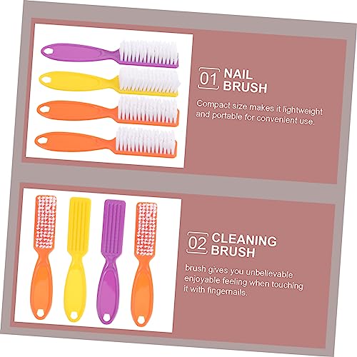 FRCOLOR 4pcs portable brush nails brush Essential nail tool nail cleaner brush nail cleaning kit pinceles para uñas acrilicas Hand Nail Clean long handle nail brush major