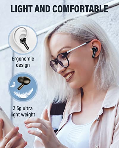 leuxe SOUCON ORYTO Wireless Earbuds 35Hrs Playtime TWS Bluetooth 5.0 Headphones Hi-Fi Stereo Sound in-Ear Earphones Touch Control Headset with Charging Case & Built-in Mic for Call Music, Black