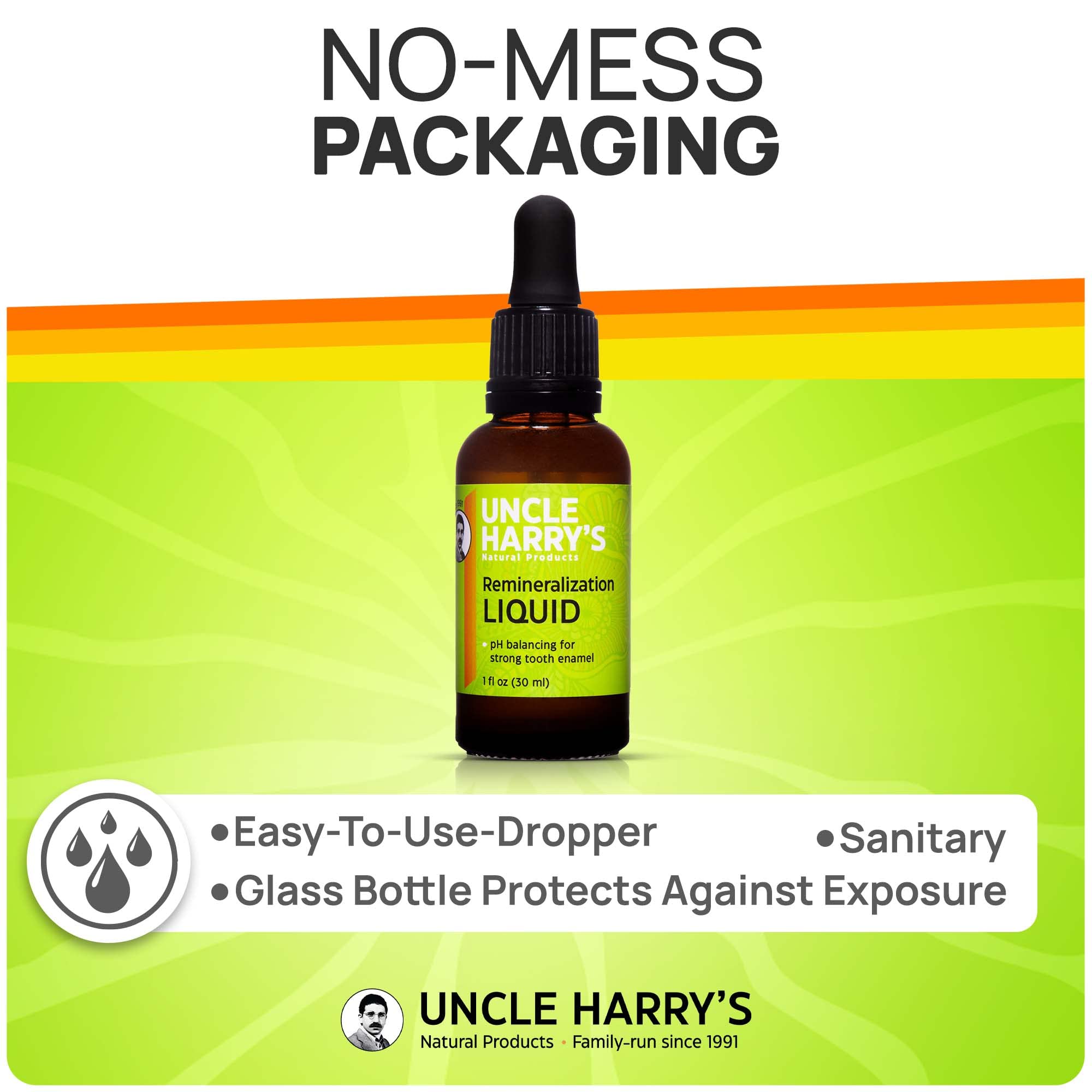 Uncle Harry's Natural & Fluoride-Free Remineralization Liquid for Tooth Enamel - Freshens Breath & Strengthens Teeth (2 Pack, 1 oz.)