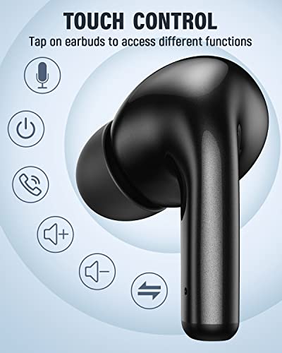 leuxe SOUCON ORYTO Wireless Earbuds 35Hrs Playtime TWS Bluetooth 5.0 Headphones Hi-Fi Stereo Sound in-Ear Earphones Touch Control Headset with Charging Case & Built-in Mic for Call Music, Black