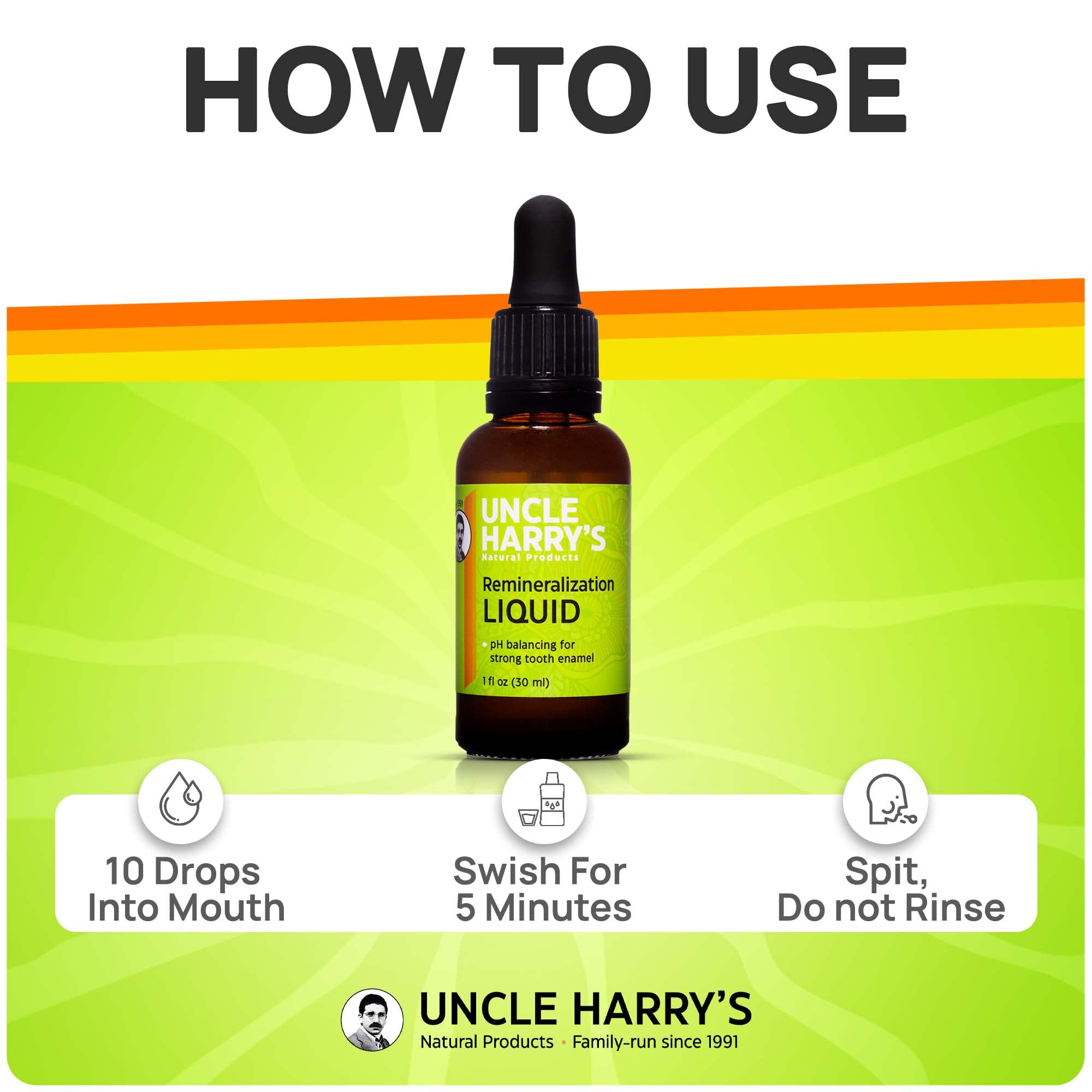 Uncle Harry's Natural & Fluoride-Free Remineralization Liquid for Tooth Enamel - Freshens Breath & Strengthens Teeth (2 Pack, 1 oz.)