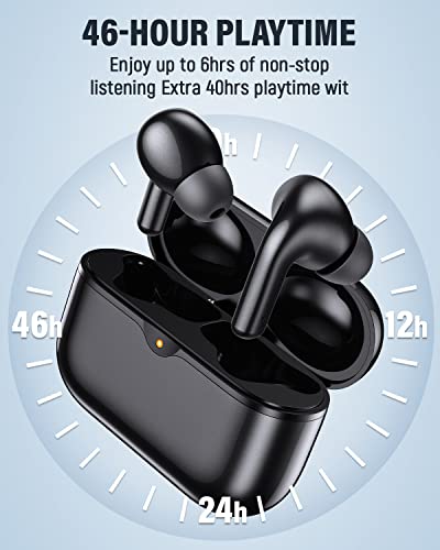 leuxe SOUCON ORYTO Wireless Earbuds 35Hrs Playtime TWS Bluetooth 5.0 Headphones Hi-Fi Stereo Sound in-Ear Earphones Touch Control Headset with Charging Case & Built-in Mic for Call Music, Black