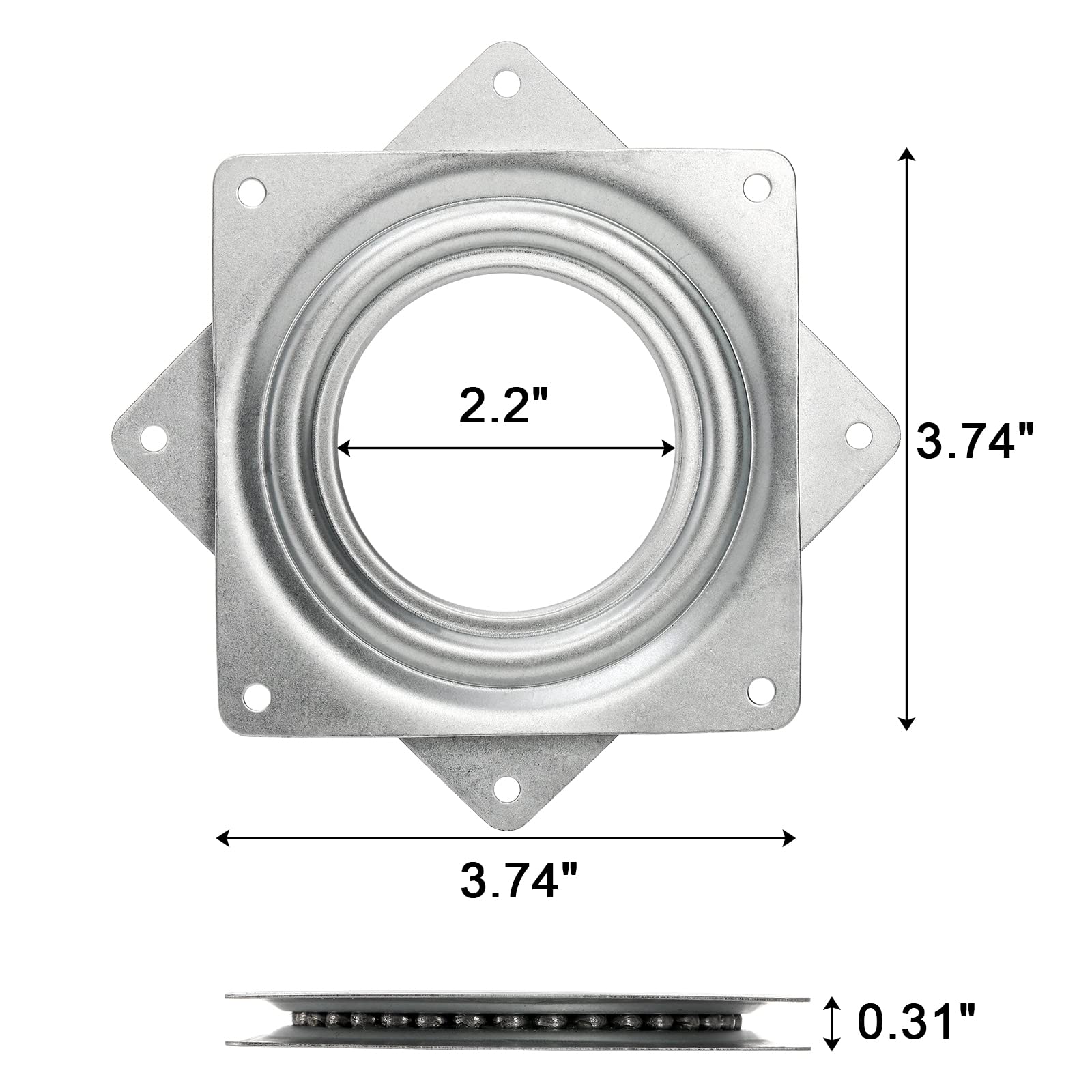 Fasmov 16 Pack 4-Inch Lazy Susan Turntable Bearings, 5/16β Thick Swivel Plate for Serving Trays, Kitchen Cabinet, Craft Project, Makeup Holder, Silver