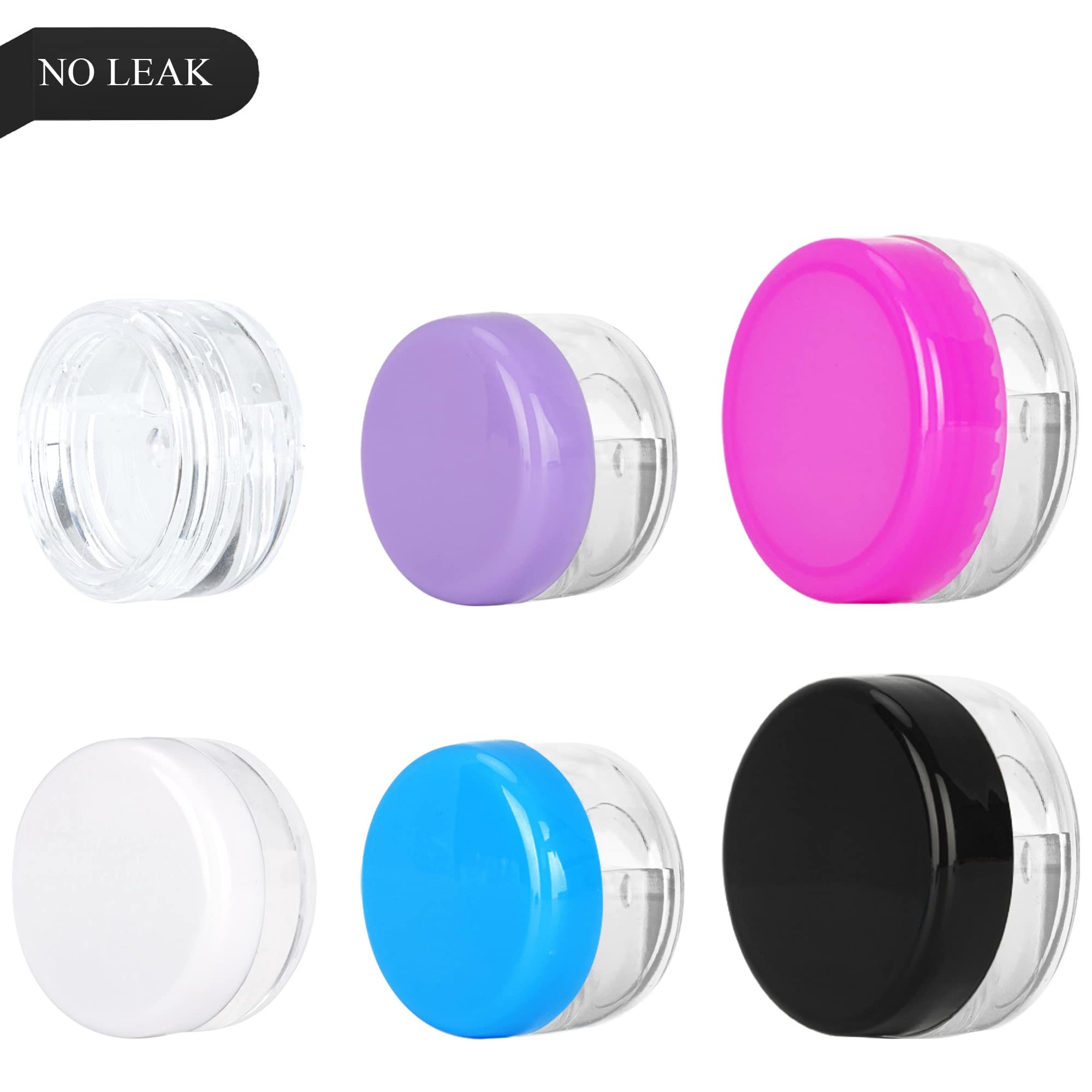100PCS 5 Gram Sample Containers, 5ml Empty Jars with Lids, Small Cosmetic Containers, Mini Sample Jars with 8PCS Mini Spatulas for Make Up, Oils, Lotion, Powder, Paint, Jewelry, Lip Balms(Black Lid)
