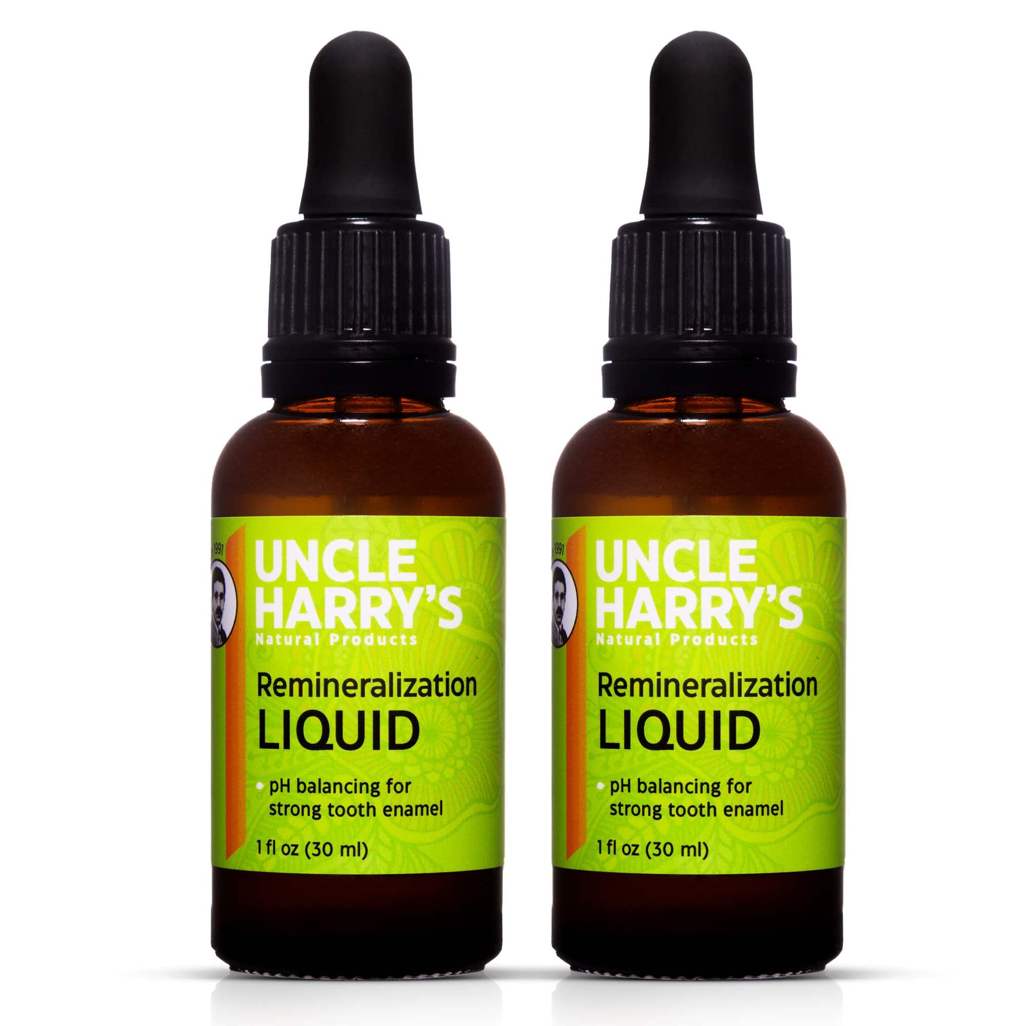 Uncle Harry's Natural & Fluoride-Free Remineralization Liquid for Tooth Enamel - Freshens Breath & Strengthens Teeth (2 Pack, 1 oz.)