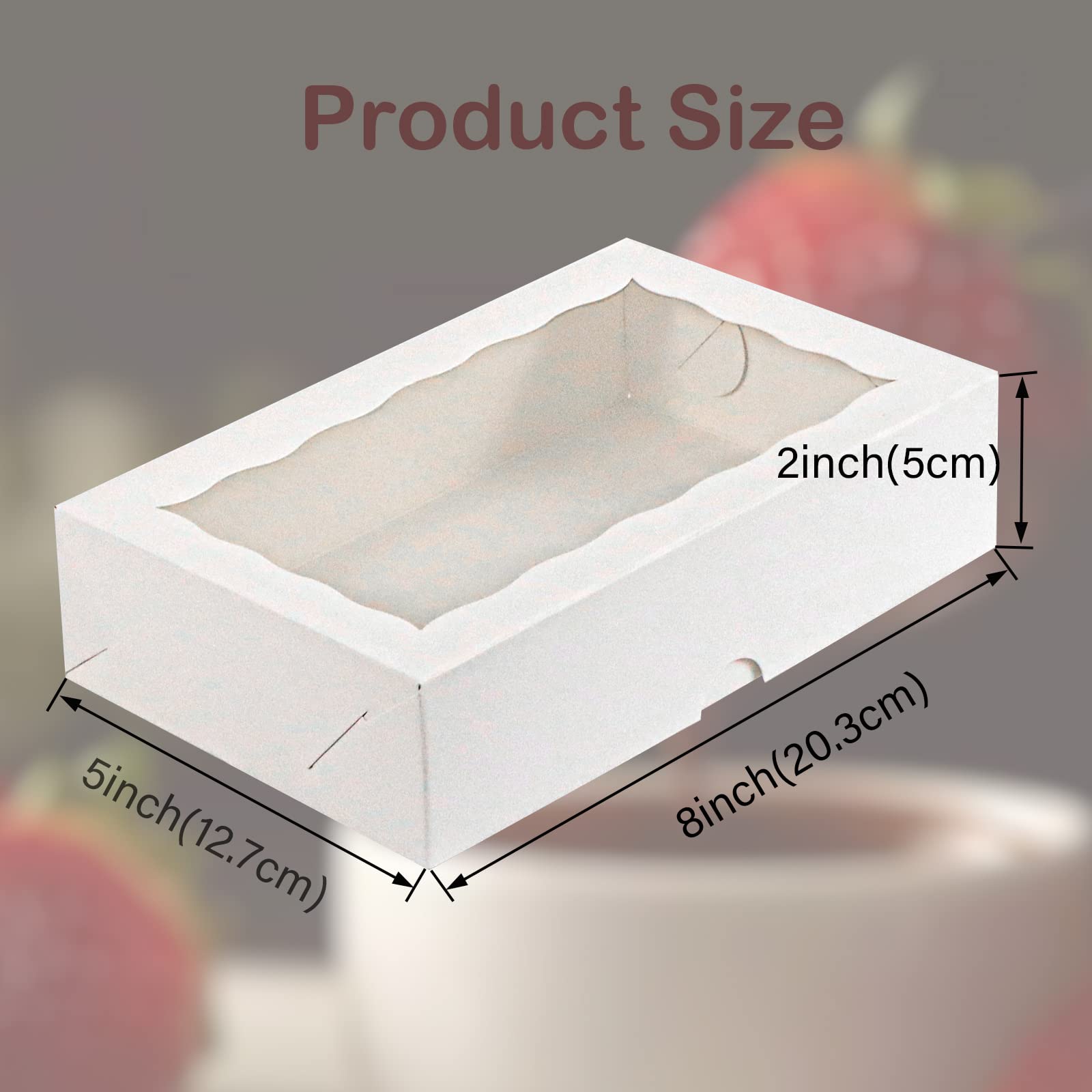 JCXGRVC 50PCS 8x5x2 Inch Chocolate Covered Strawberries Boxes Bakery Boxes with Window for Chocolate Truffle,Donut, Browines Cookies,Cakesickle &Christmas Valentine's Easter Mother's Day