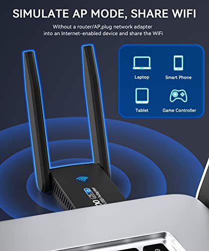USB WiFi Adapter AX1800 WiFi 6 (802.11ax), ZEXMTE USB 3.0 Dual Band High Gain Antenna 2.4GHz/ 5GHz WiFi Adapter for Desktop PC, WiFi 6 Adapter for Windows 11/10/7, WiFi 6 USB Adapter