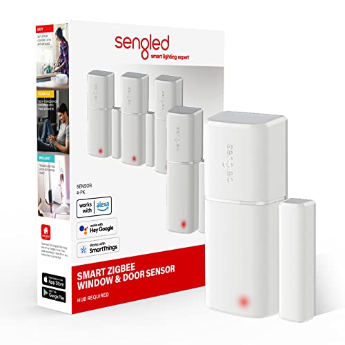 Sengled Zigbee 3.0 Smart Door Sensor G2, Smart Sensor for Window and Door, Hub Required, Compatible with Alexa, Google Assistant, APP Remote Control, 4 Packļ¼Smartthing Not Supportļ¼
