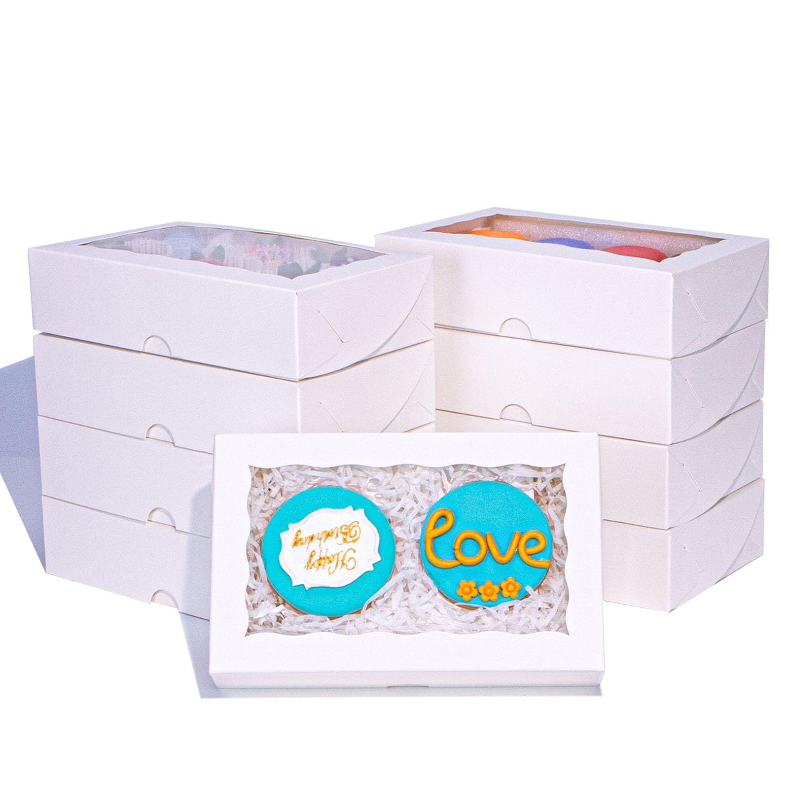 JCXGRVC 50PCS 8x5x2 Inch Chocolate Covered Strawberries Boxes Bakery Boxes with Window for Chocolate Truffle,Donut, Browines Cookies,Cakesickle &Christmas Valentine's Easter Mother's Day