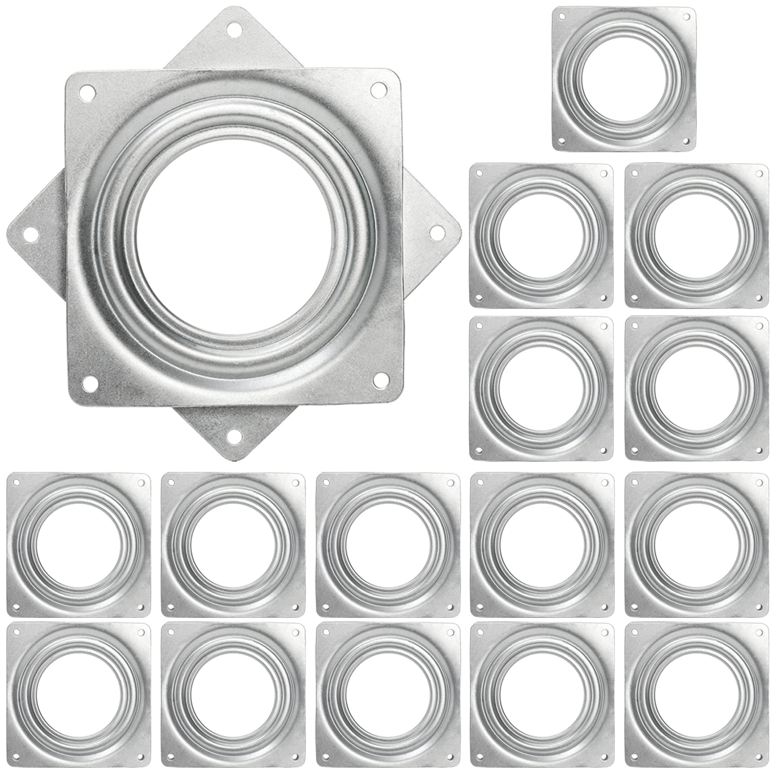 Fasmov 16 Pack 4-Inch Lazy Susan Turntable Bearings, 5/16” Thick Swivel Plate for Serving Trays, Kitchen Cabinet, Craft Project, Makeup Holder, Silver