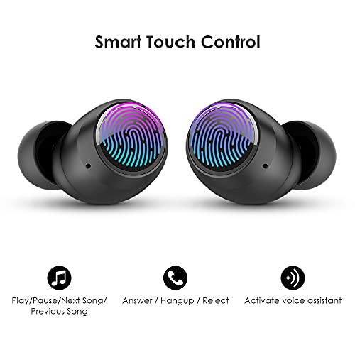 HIFI WALKER Wireless Earbuds, T10 Bluetooth Earbuds with Microphone and Touch Control, HiFi Stereo Sound Earphones in Ear, Black