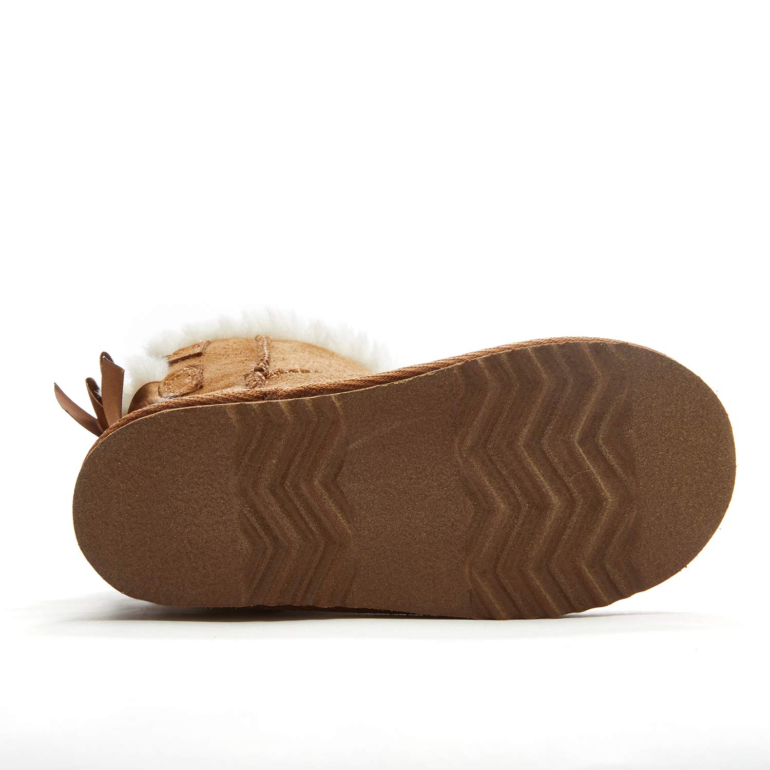 Weestep Girls Toddler Little Kid Warm Fur Winter Ankle Flat Snow Boot(1 Little Kid, Bow Brown)