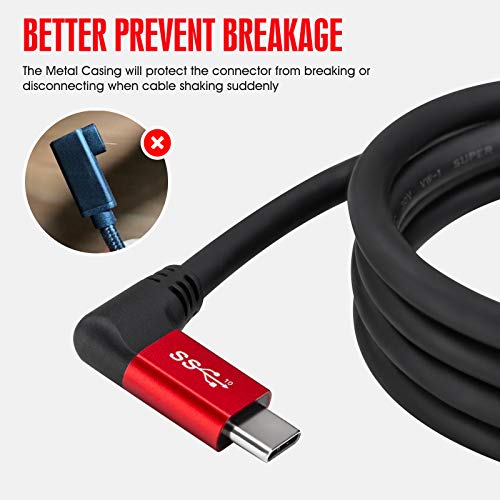 RIITOP USB C to C Cable 100W [10ft], USB 3.1 C (Gen 2) Cable [Angled] with E-Marker, up to 100W PD Charging, 10Gbps Data, 4K Video, Compatible with MacBook Pro, Oculus Quest 2, USB C Monitor Display