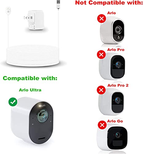 Taken 10ft/3m Arlo Ultra Cable, Weatherproof Outdoor/Indoor Magnetic Charging Cable and Power Adapter for Arlo Ultra, Ultra 2, Arlo Pro 3, Pro 4 (NOT for Arlo Essential Spotlight) - 2 Pack, White