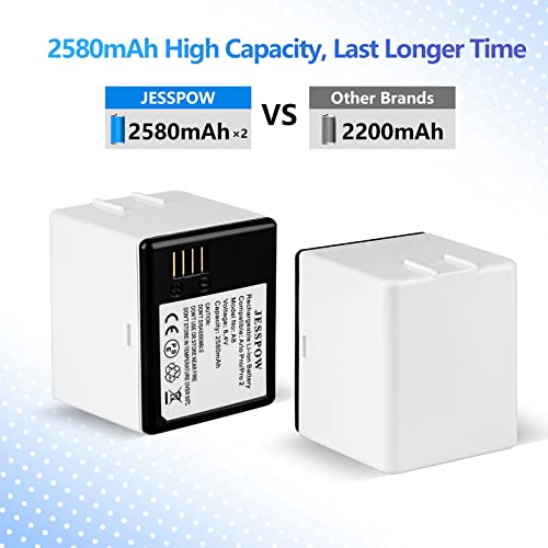 Batteries for Arlo Pro, Arlo Pro 2 (VMA4400), JESSPOW 2-Pack 2580mAh Li-ion Rechargeable Batteries with Charger Station, Battery Replacement ONLY for Arlo Pro/Pro 2 Camera
