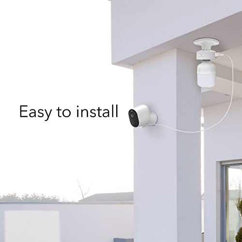 Wasserstein Bundle - Bulb Socket with Arlo Charging Cable & White Gutter Mount for Security Camera and Solar Panel Compatible with Arlo Ultra/Ultra 2, Arlo Pro 3/Pro 4 (Camera NOT Included)