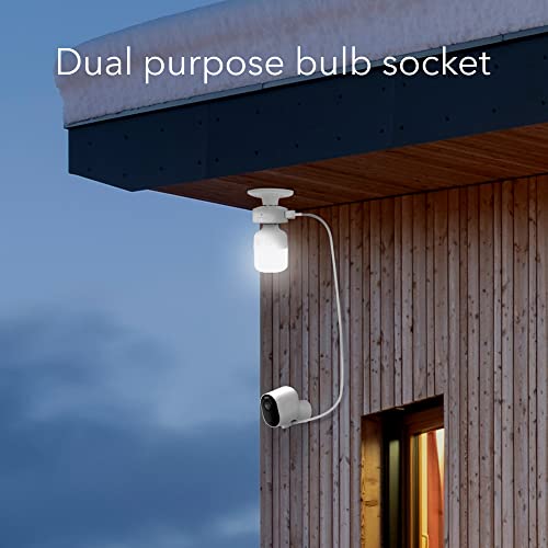 Wasserstein Bundle - Bulb Socket with Arlo Charging Cable & White Gutter Mount for Security Camera and Solar Panel Compatible with Arlo Ultra/Ultra 2, Arlo Pro 3/Pro 4 (Camera NOT Included)