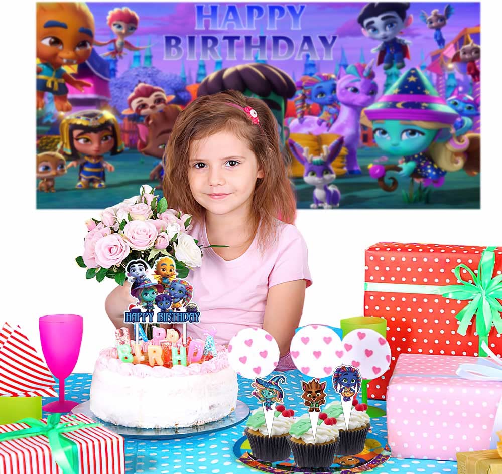 Super Monster Party Supplies Decorations Birthday Cake Topper Banner Decor Backdrop Balloons