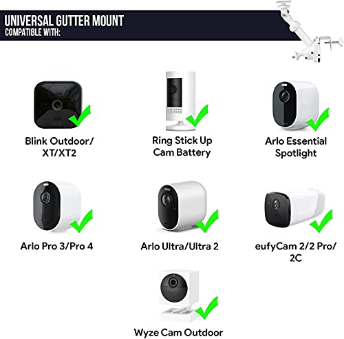 Wasserstein Bundle - Bulb Socket with Arlo Charging Cable & White Gutter Mount for Security Camera and Solar Panel Compatible with Arlo Ultra/Ultra 2, Arlo Pro 3/Pro 4 (Camera NOT Included)