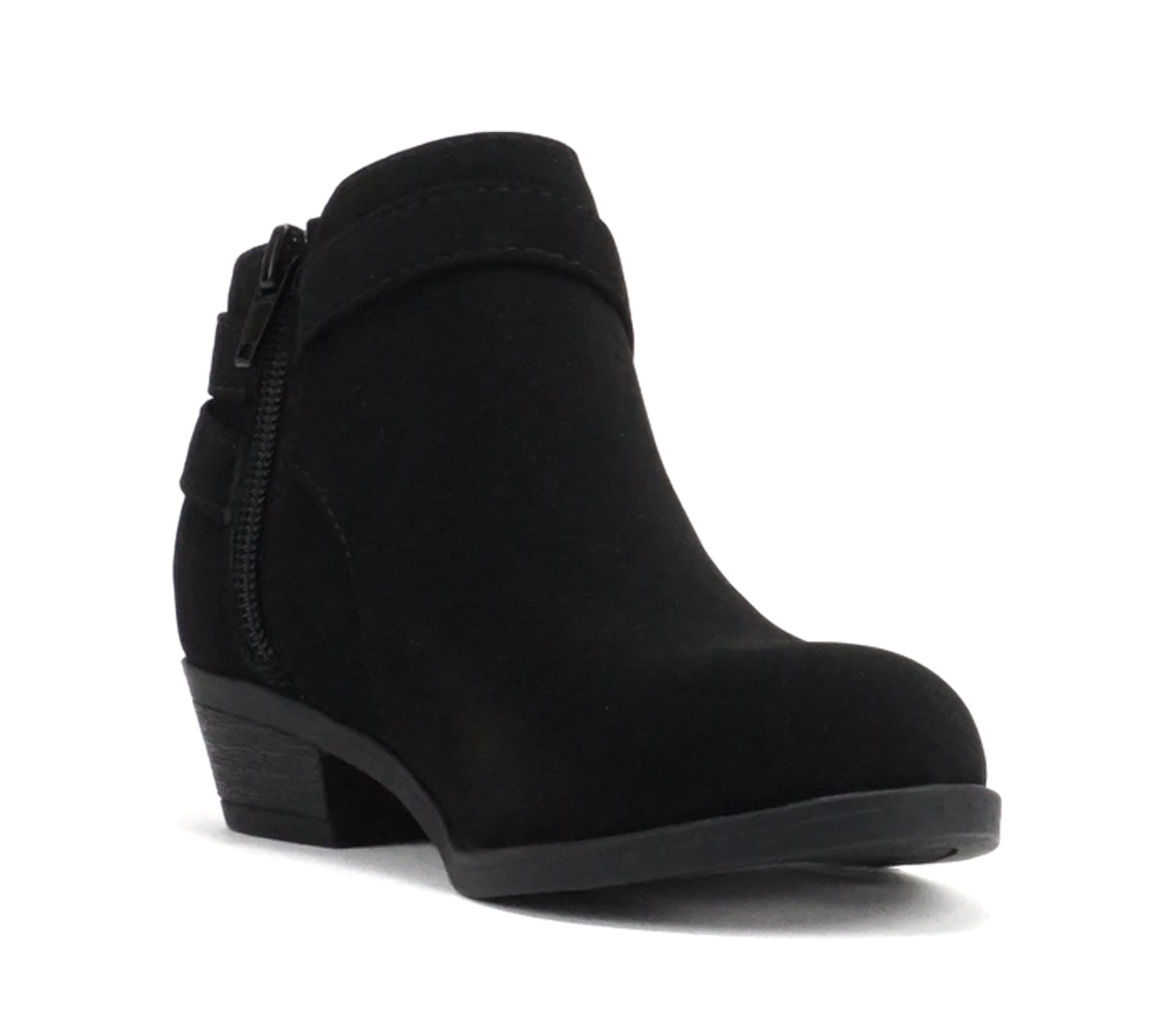 Soda SWEETEN-2 ~ Little Kids/Girls/Childrens Fashion Closed Toe Multi Strap Ankle Bootie Block Heel (Black Nubuck, numeric_1)