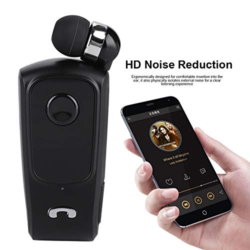 Zerone F920 Sports Bluetooth V4.1 Headset Earpiece 2.4GHz Retractable Driving Earphone Hands-Free Support for Office/Driving(Black) for Fineblue f990 Drahtlose Bluetooth Headset