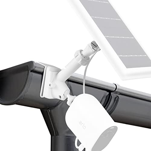 Wasserstein Bundle - Bulb Socket with Arlo Charging Cable & White Gutter Mount for Security Camera and Solar Panel Compatible with Arlo Ultra/Ultra 2, Arlo Pro 3/Pro 4 (Camera NOT Included)