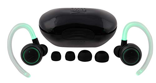 Altec Lansing True Glow Wireless Earbuds with Charging Case, IPX4 Waterproof TWS Bluetooth Earphones with Ear Hooks, Light Up Noise Isolating Stereo Sweatproof Earbuds, 24 Hours Play Time
