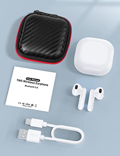 True Wireless Earbud 5.0 Bluetooth Headphones for iPhone 14 Pro Max,Touch Control Premium Stereo Sound Cordless in-Ear Earphones with Microphone Charging Case for iPhone 13 12 11 Samsung S23 Ultra S22