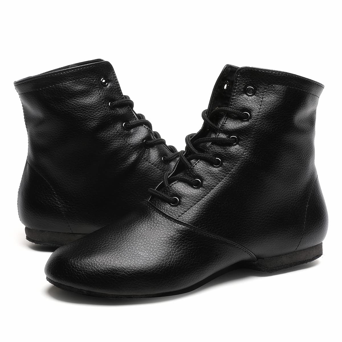 Black Split Sole Jazz Boots Leather Dancing Shoes for Girls Boys (Toddler/Little Kid/Big Kid) (3.5 Big Kid）