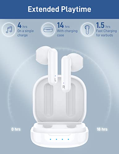 True Wireless Earbud 5.0 Bluetooth Headphones for iPhone 14 Pro Max,Touch Control Premium Stereo Sound Cordless in-Ear Earphones with Microphone Charging Case for iPhone 13 12 11 Samsung S23 Ultra S22