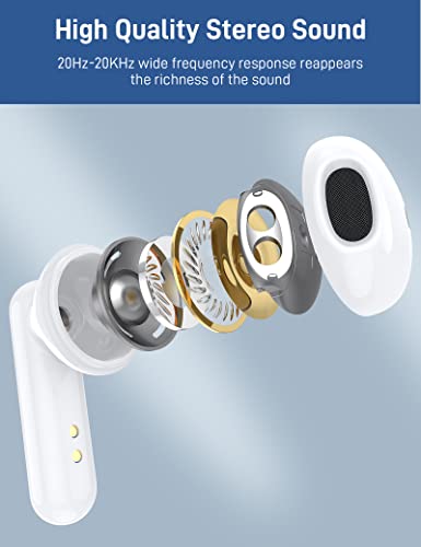 True Wireless Earbud 5.0 Bluetooth Headphones for iPhone 14 Pro Max,Touch Control Premium Stereo Sound Cordless in-Ear Earphones with Microphone Charging Case for iPhone 13 12 11 Samsung S23 Ultra S22