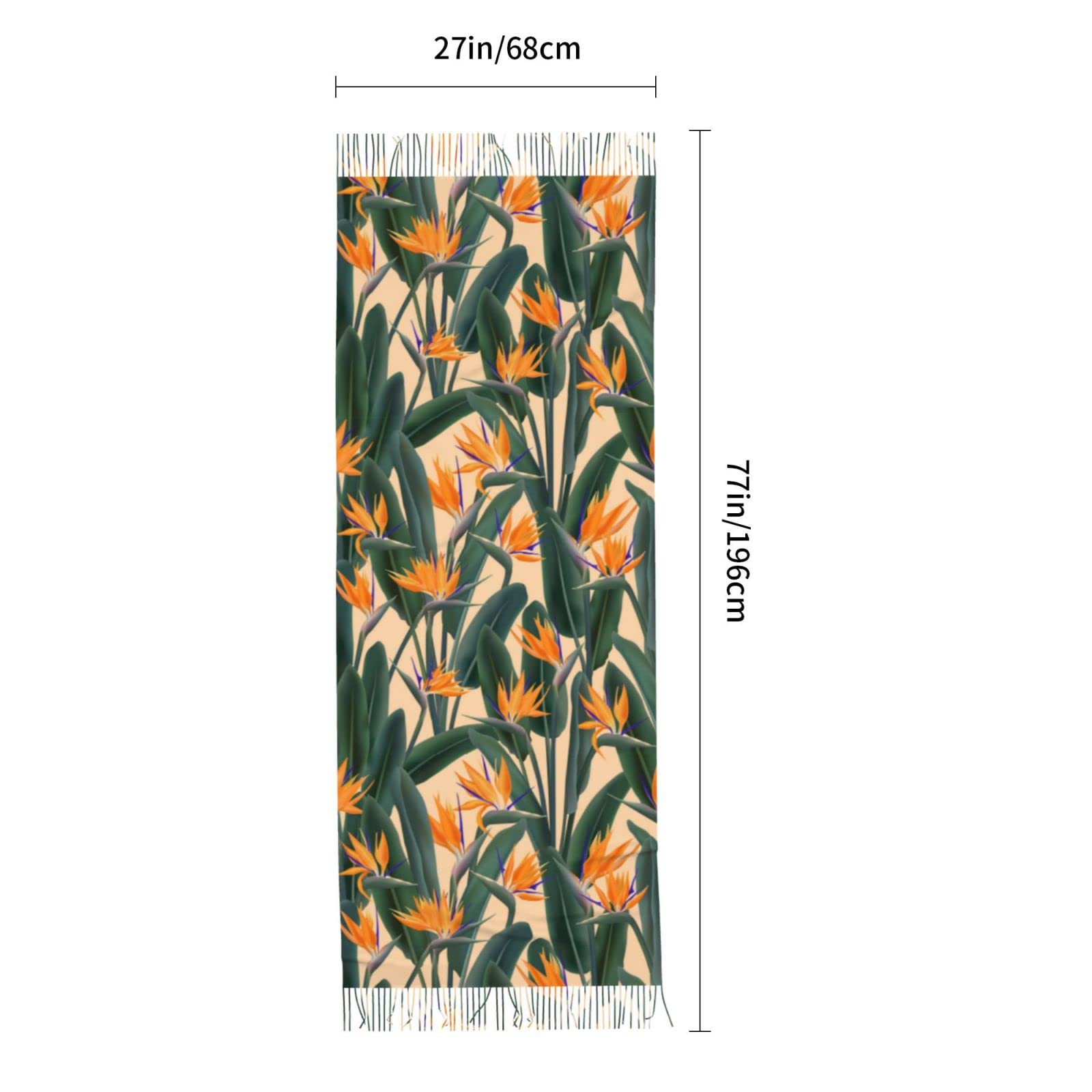 Cashmere Scarf Blanket with Tassel Bird of Paradise Womens Gifts Long Shawl Wraps Winter Stole