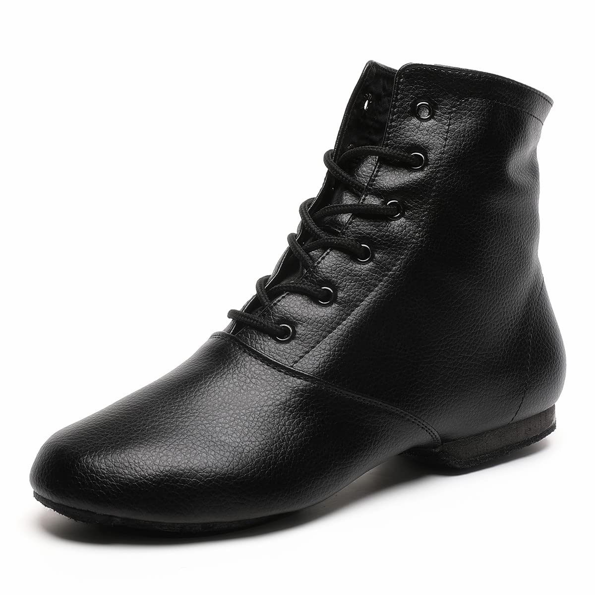 Black Split Sole Jazz Boots Leather Dancing Shoes for Girls Boys (Toddler/Little Kid/Big Kid) (3.5 Big Kid)