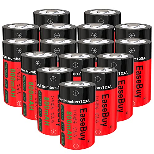 Arlo Batteries Rechargeable, 16-Pack 800mAH NiMH 123A Batteries Rechargeable and CR123A Charger for Arlo VMS3130 VMC3030 VMK3200 VMS3330 3430 3530 Cameras, Alarm System, Flashlight