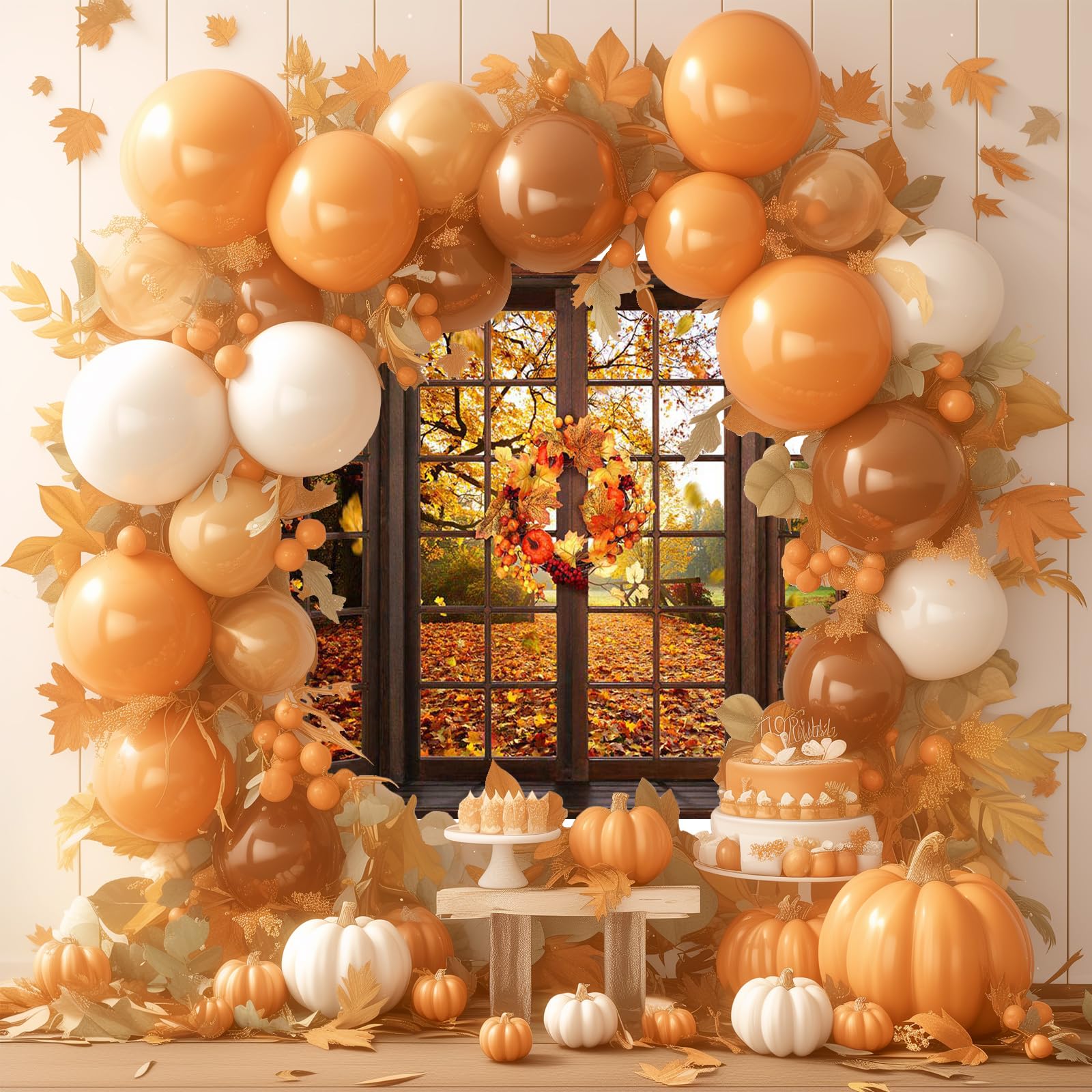 Mocsicka Fall Window Backdrop 7x5ft Autumn Maple Forest Fall Backdrops for Photography Fall Natural Scenery Background for Thanksgiving Day Party Decorations