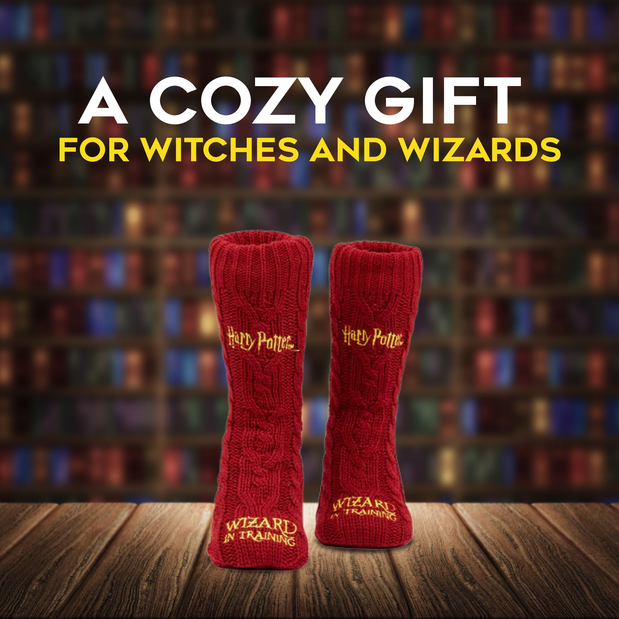 Harry Potter Womens Slipper Socks, Fleece Lined Non Slip Socks - Gifts for Her (Burgundy)