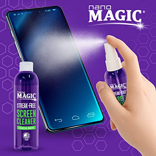 NANO MAGIC Screen Cleaner Spray Kit - For Streak Free Clean Screens on Computer & Laptop Monitor, Phone Touchscreen, Watch, Glasses, LED & LCD TV, + - Spray, Refill, Microfiber Cloth, Travel Pouch