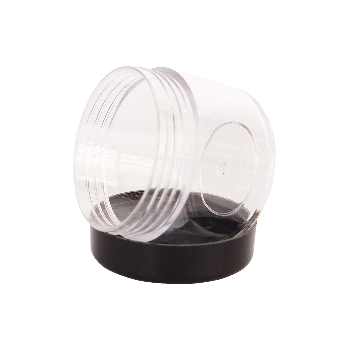 Wopanxye 12pack 20 Gram Small Clear Cosmetic Sample 20ml Empty Containers for Make-up Gifts, Eye-Shadow, Nails, Powder, Gems, Beads, Jewelry, Cream, 20g Pot Jars with Black Cap Lids, Free Spatulas