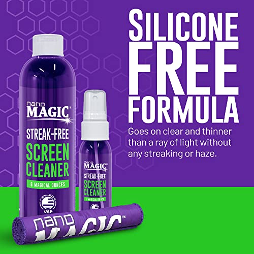 NANO MAGIC Screen Cleaner Spray Kit - For Streak Free Clean Screens on Computer & Laptop Monitor, Phone Touchscreen, Watch, Glasses, LED & LCD TV, + - Spray, Refill, Microfiber Cloth, Travel Pouch