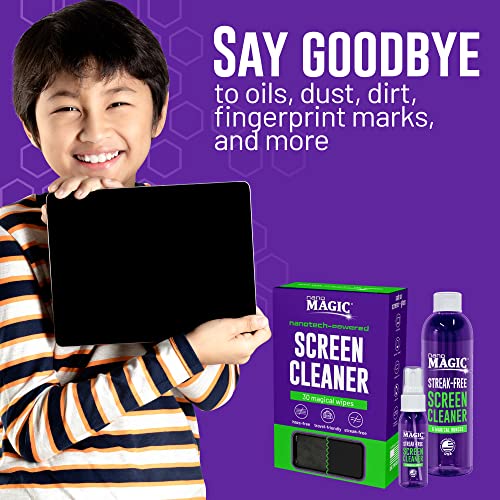 NANO MAGIC Screen Cleaner Spray Kit - For Streak Free Clean Screens on Computer & Laptop Monitor, Phone Touchscreen, Watch, Glasses, LED & LCD TV, + - Spray, Refill, Microfiber Cloth, Travel Pouch