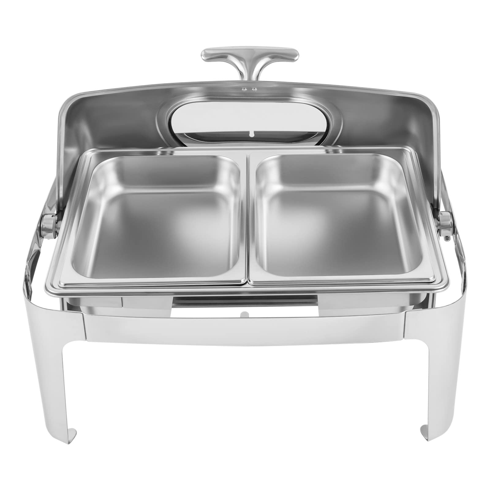 9.54QT Chafing Dish Buffet Set, Stainless Steel Buffet Servers and Warmers Set w/Water Pan, Food Pan, Fuel Holder and Lid, for Parties,Wedding/Brunch/Picnics/Banquet (with Visible Windows)