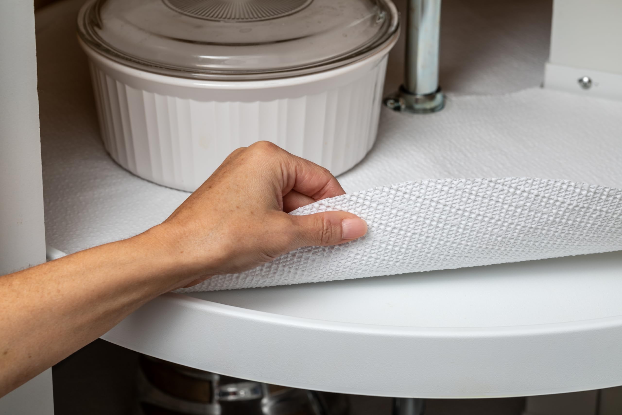 Smooth Top EasyLiner Lazy Susan Liner Kit - Easy to Install, Circular, Non Slip Shelf Liner for Lazy Susan Kitchen Cupboards and Shelves, 30 Inch Diameter, White, 2-Pack