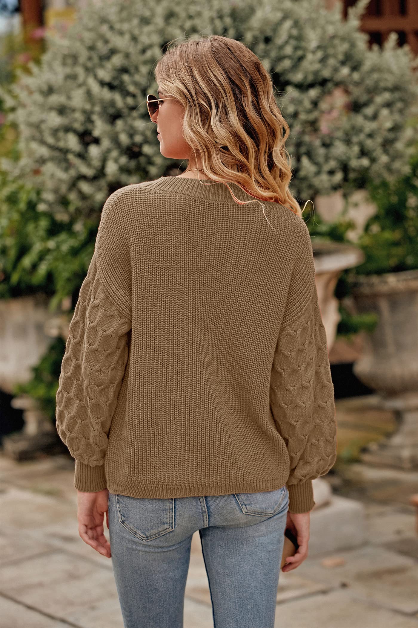 PRETTYGARDEN Women's 2024 Winter Pullover Sweater Casual Long Sleeve Crewneck Loose Chunky Knit Jumper Tops Blouse (Khaki,Small)