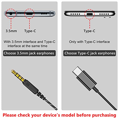 USB C Earphone Type-C Earbuds for Samsung Galaxy S22 Ultra Wired Earbuds Hi-Res Audio Headphone Noise Isolation Deep Bass Stereo Sound Headset with Mic Volume Control for Galaxy S22 S21 FE Black