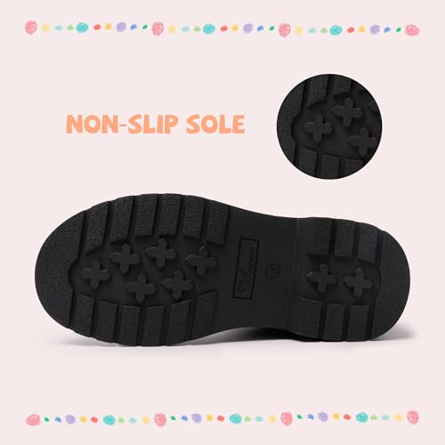 Athlefit Girls Riding Boots Fashion Buckle Side Zipper Knee High Boots for Toddler/Little Kid/Big Kid Black Size 2