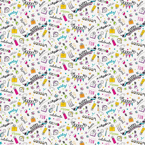 Unique Doodle Happy Birthday Wrapping Paper, 1ct, 30" x 5", Multi