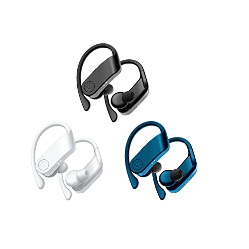 COBY True Wireless Sport Earbuds 15 Hours, Charging Case, Playback Controls, Siri and Google Assistant, Auto Bluetooth 5.0 Pairing, for Gym, Running, Workout - Works with iPhone, Android, iPad (White)