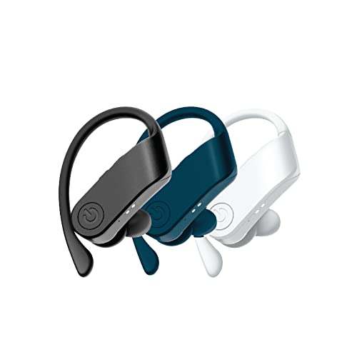 COBY True Wireless Sport Earbuds 15 Hours, Charging Case, Playback Controls, Siri and Google Assistant, Auto Bluetooth 5.0 Pairing, for Gym, Running, Workout - Works with iPhone, Android, iPad (White)